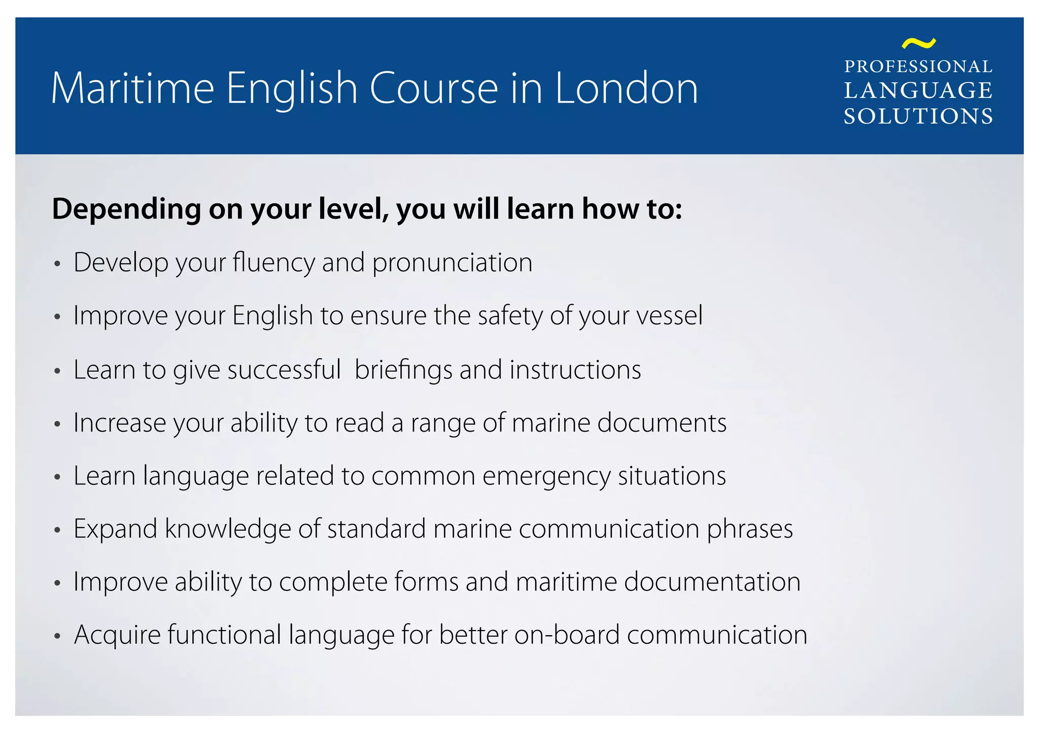 Maritime English Course - Professional Language Solutions | PDF