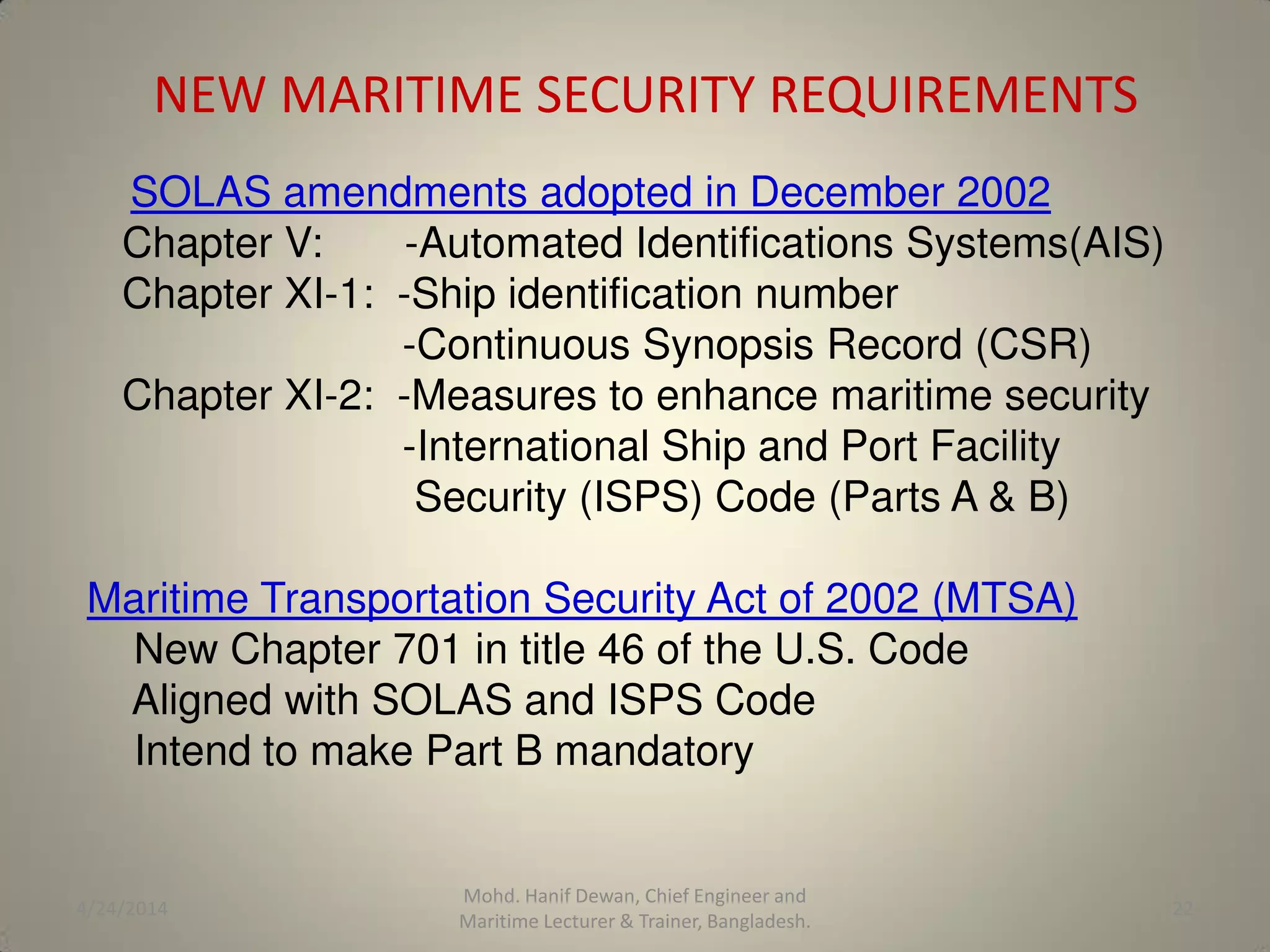 Maritime Security and Security Responsibilities | PDF