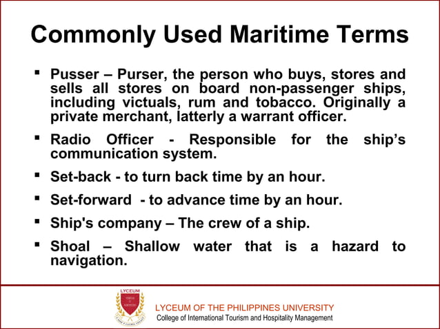 Maritime terms | PPT | Cruises | Travel Type