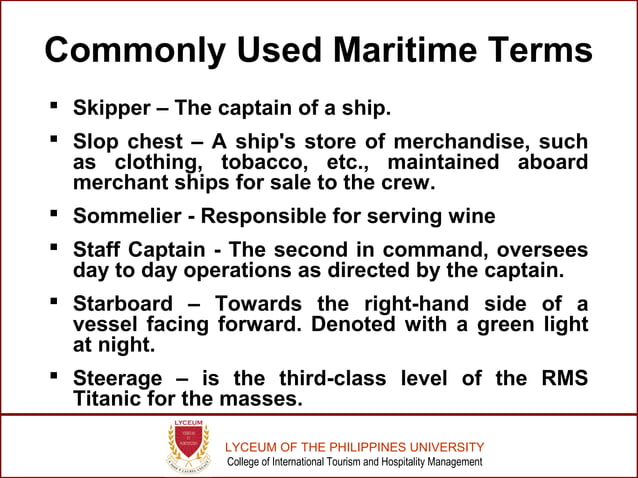 Maritime terms | PPT | Cruises | Travel Type