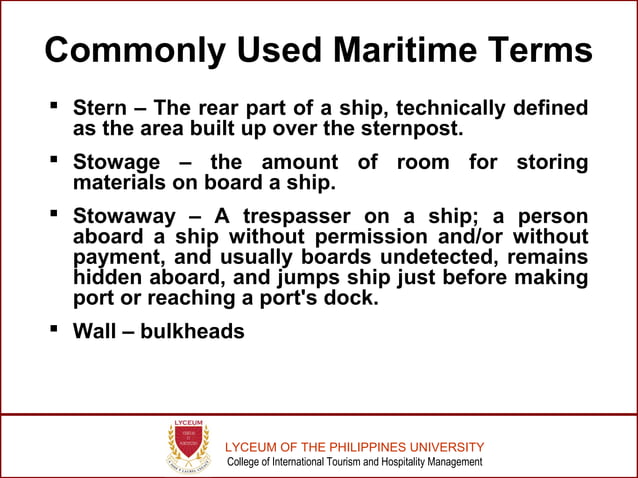 Maritime terms | PPT | Cruises | Travel Type