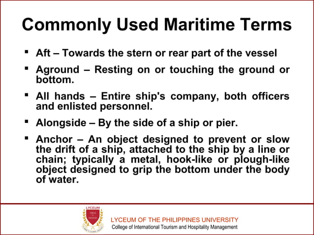 Maritime terms | PPT | Cruises | Travel Type