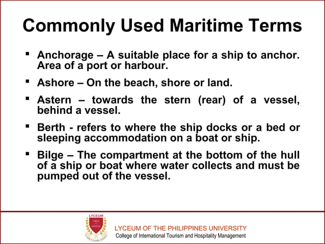 Maritime terms | PPT | Cruises | Travel Type