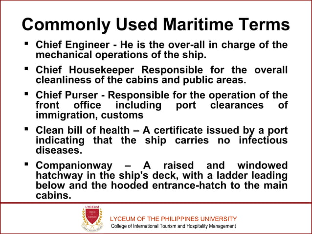 Maritime terms | PPT | Cruises | Travel Type