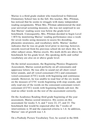 Marius is a third grade student who transferred to Oakwood Elementar.docx