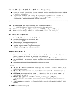 Marius kwobsie cv | PDF