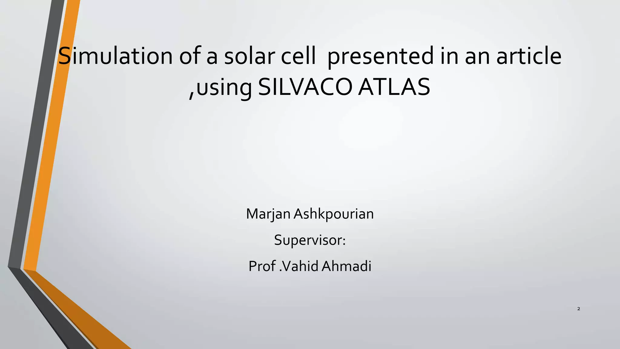 Simulation of a solar cell | PPT
