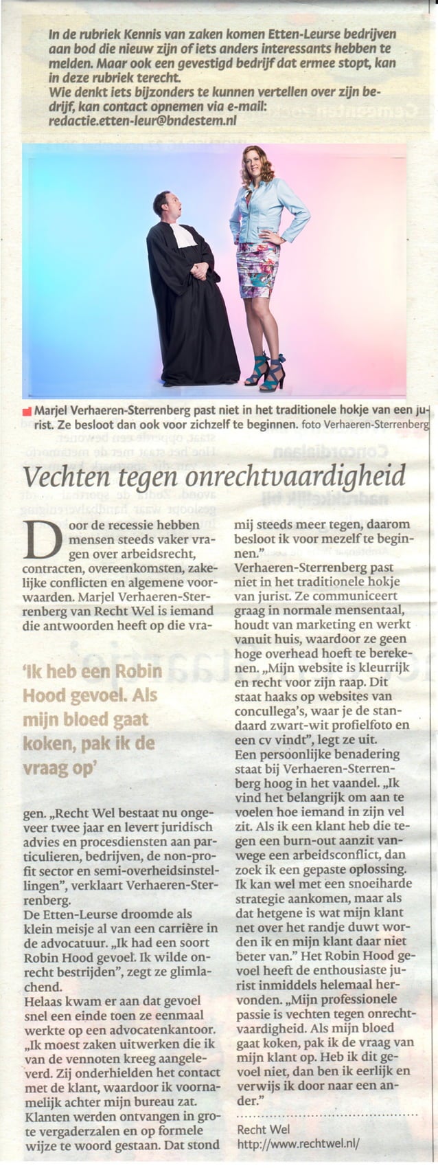 Recht Wel krantenartikel "Kennis van Zaken" | PDF
