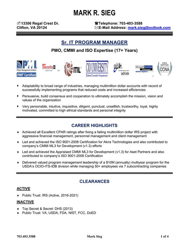 Sr. IT Program Manager | PDF | Free Download