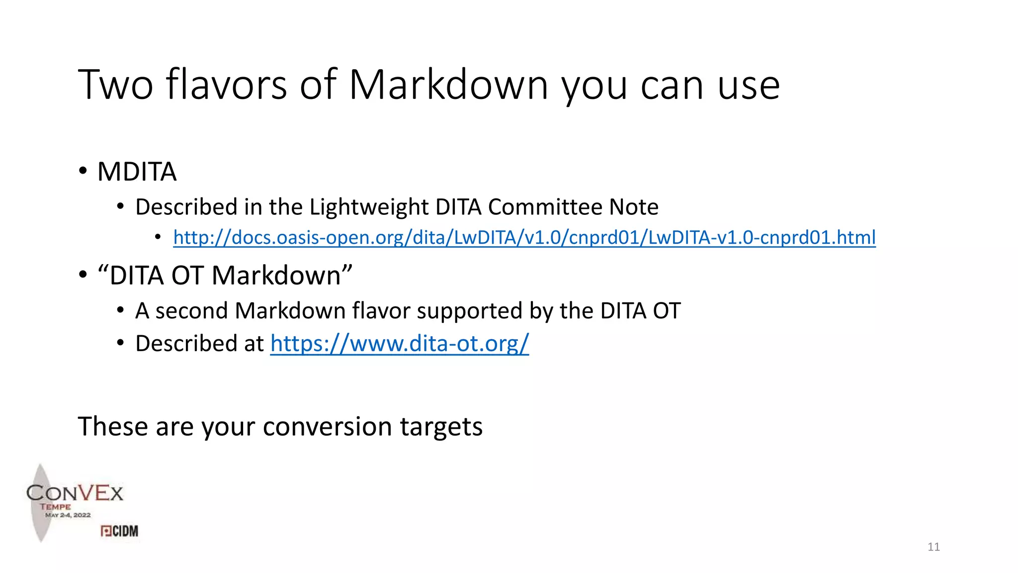 Integrating Markdown into a DITA Workflow | PPT Integrating Markdown into a DITA Workflow | PPT