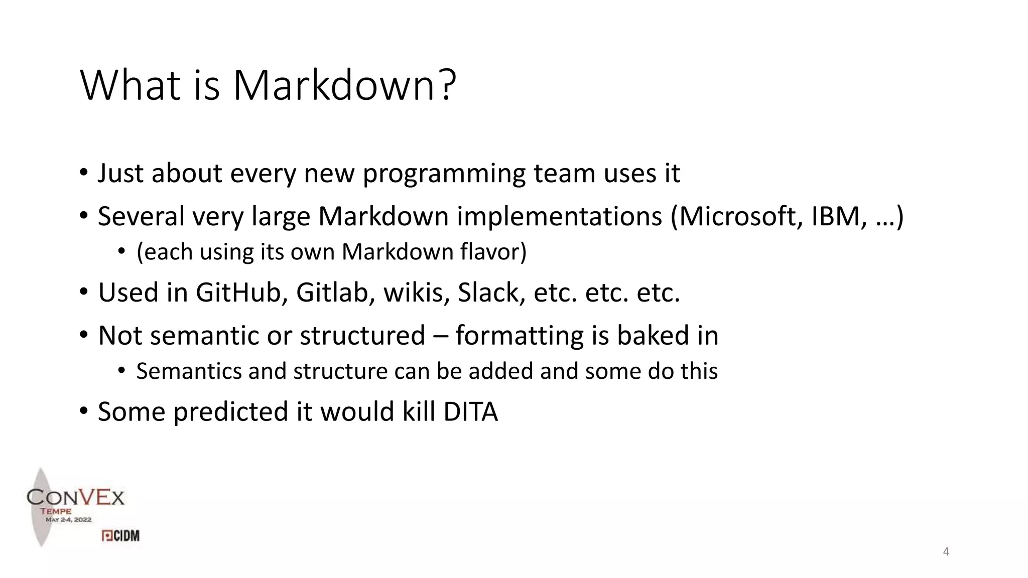 Integrating Markdown into a DITA Workflow | PPTX