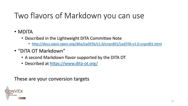 Integrating Markdown into a DITA Workflow | PPTX