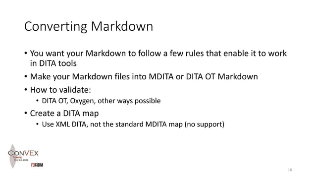Integrating Markdown into a DITA Workflow | PPT