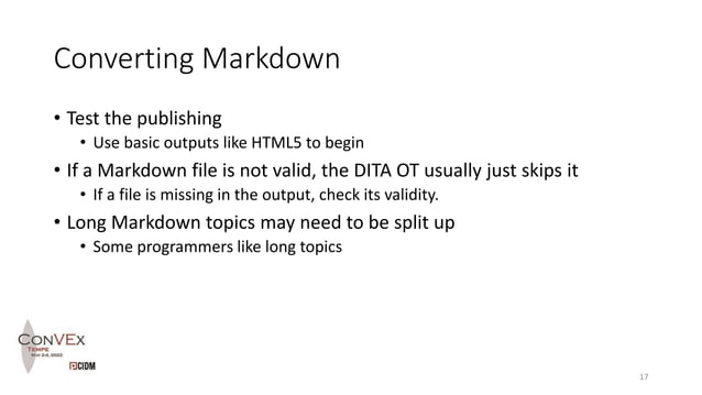 Integrating Markdown into a DITA Workflow | PPT Integrating Markdown into a DITA Workflow | PPT