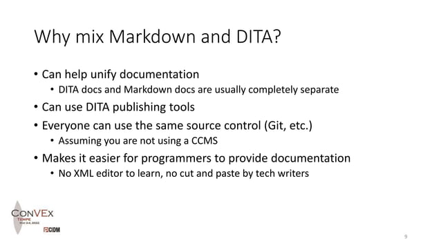 Integrating Markdown into a DITA Workflow | PPTX
