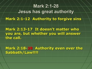 Mark Intro and CH 1,2 Sermon by Dr. John Oakes | PPT