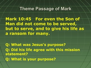 Class on the Gospel of Mark by John Oakes and Robert Carrillo | PPT