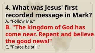20 QUESTIONS BIBLE QUIZ MARK CHAPTERS 1-4 | PPTX