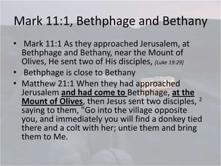 Mark 11, Triumphal entry, fig tree, cleansing temple, doubting, doubt ...