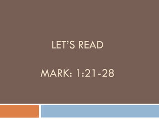 Mark 1 21 28 | PDF