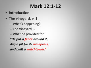 Mark 12 vv 1 to 12 | PPTX