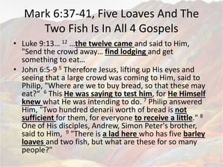Mark 6, Jesus rejected, He walks on water, sends the Twelve, John is ...
