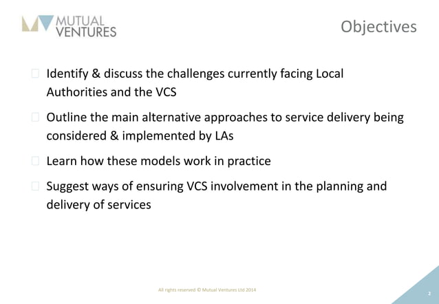 Alternative approaches to service delivery - how can we do things ...