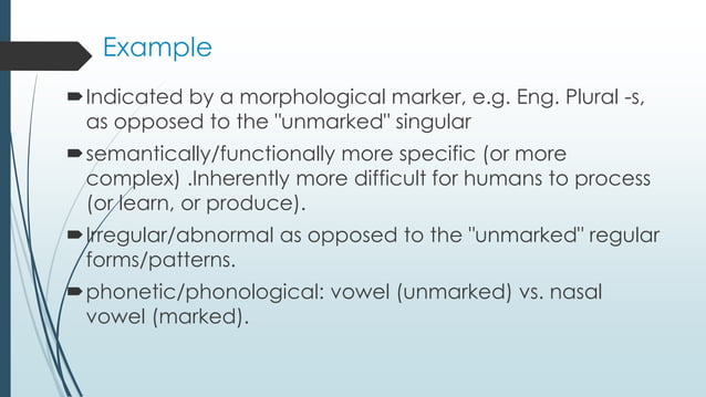 Markedness: Marked and Unmarked forms | PDF