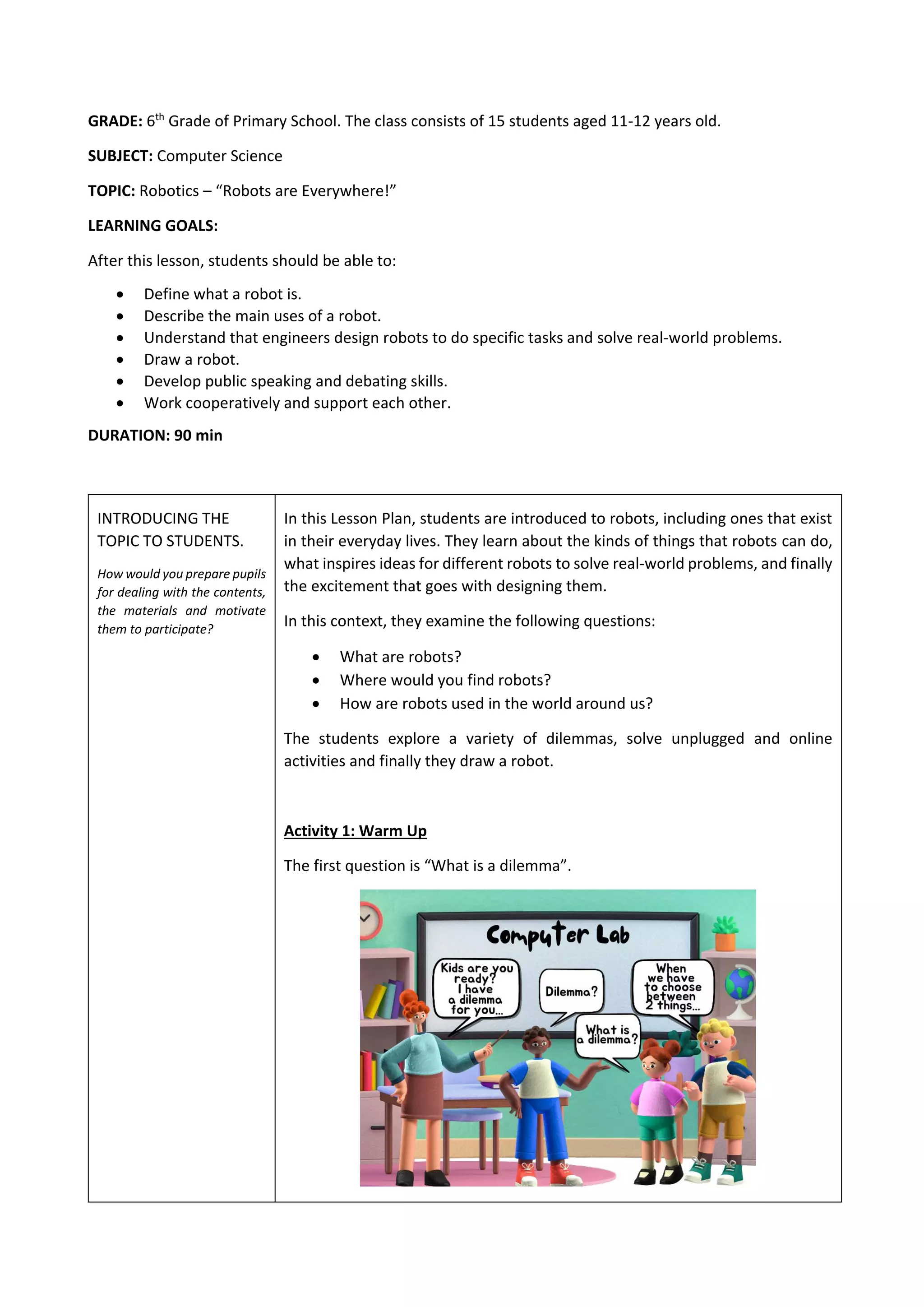 Lesson Plan: "Robots are Everywhere!" | PDF