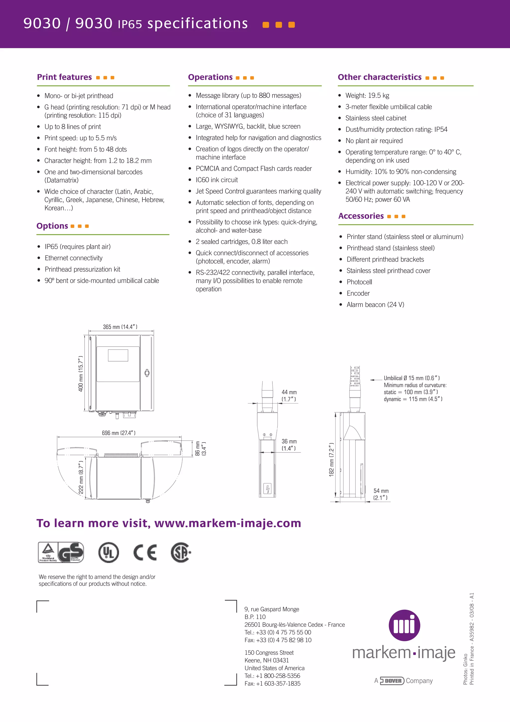 Markem Imaje 9030 ink-jet printer | PDF