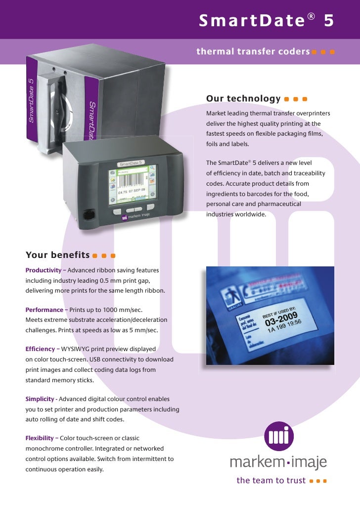 Markem-Imaje Smart Date 5 thermal transfer