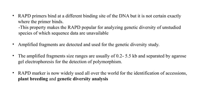 Marker aided breeding in plants for crop improvement- RAPD , RFLP , SCAR Markers | PPTX