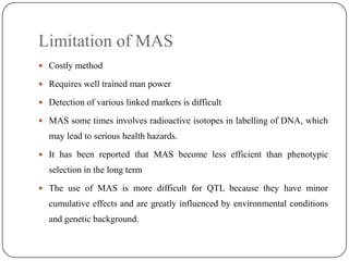 MARKER ASSISTED SELECTION IN CROP IMPROVEMENT | PDF