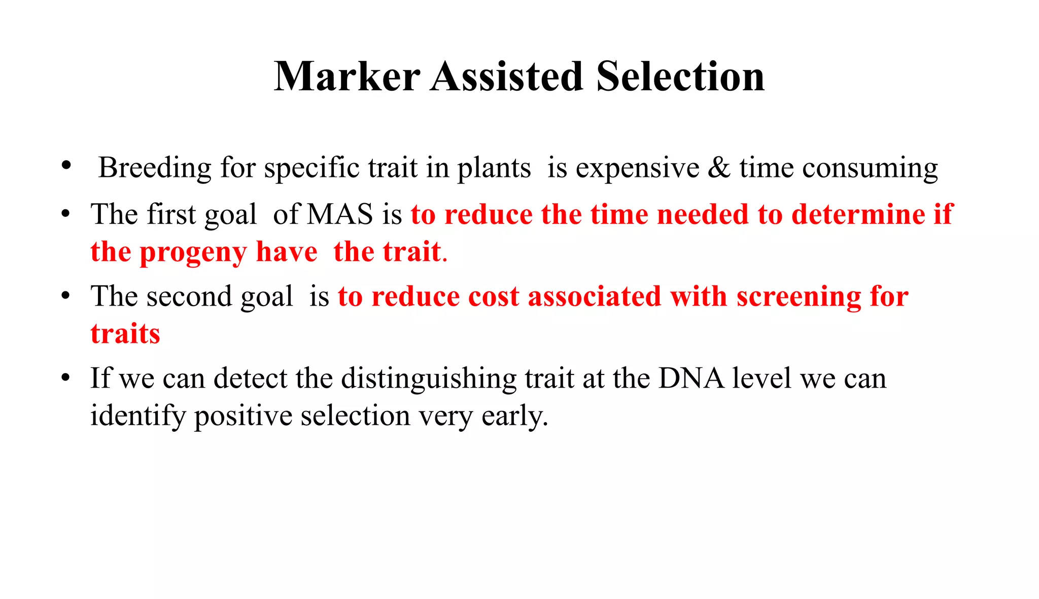 Marker assisted selection( mas) and its application in plant breeding | PPTX