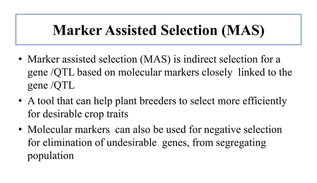 Marker assisted selection( mas) and its application in plant breeding ...
