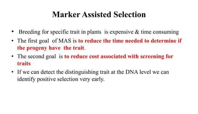 Marker assisted selection( mas) and its application in plant breeding ...