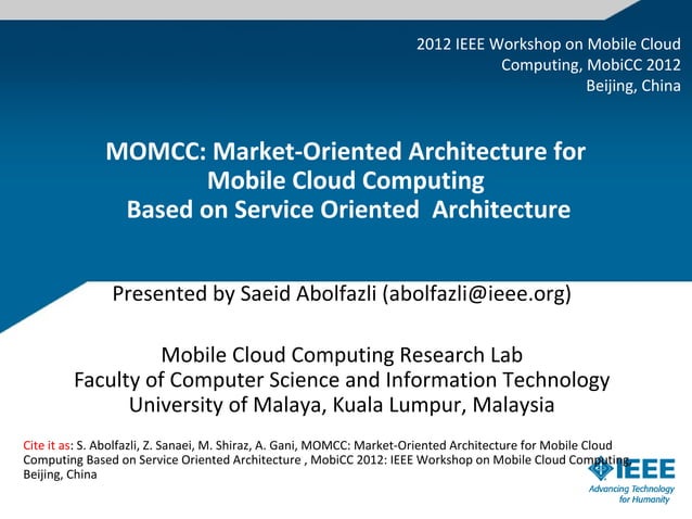 Market oriented mobile cloud computing architecture | PPT