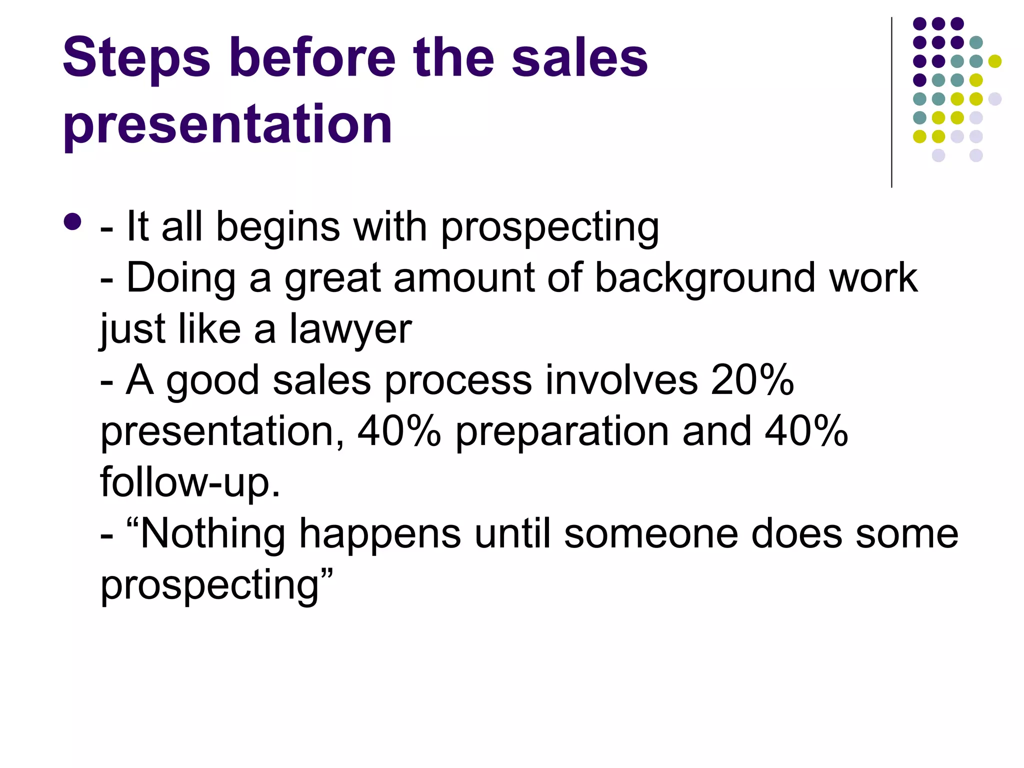 The Sales Process: Prospecting | PPT
