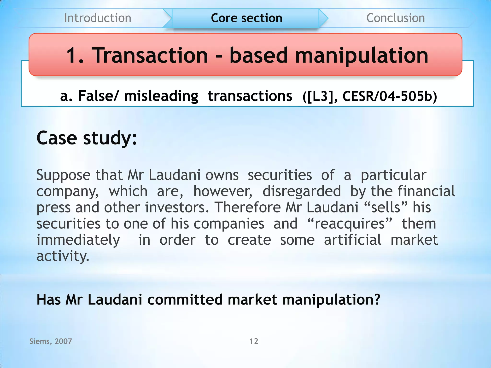 Market abuse directive and market manipulation | PPTX