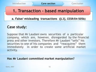 Market abuse directive and market manipulation | PPTX