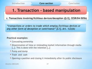Market abuse directive and market manipulation | PPTX