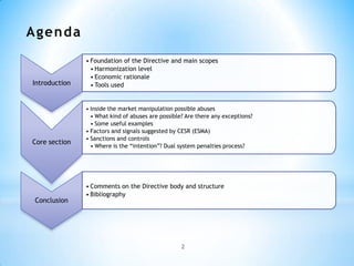 Market abuse directive and market manipulation | PPTX