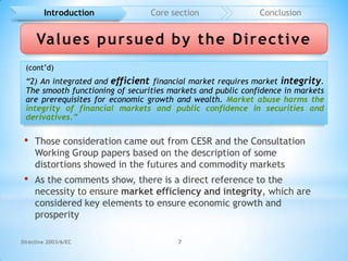 Market abuse directive and market manipulation | PPTX