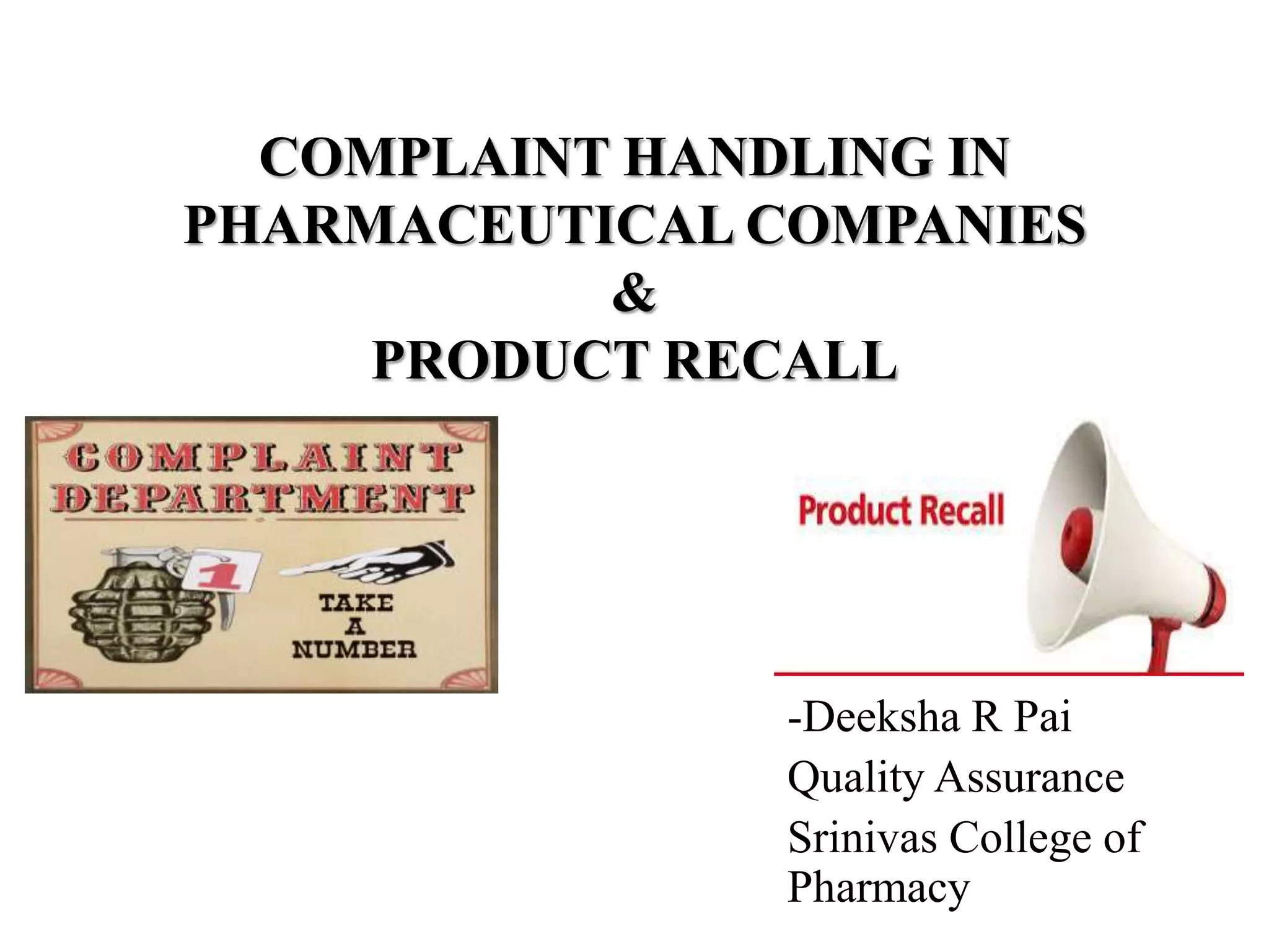 Market complaints and product recall | PPTX
