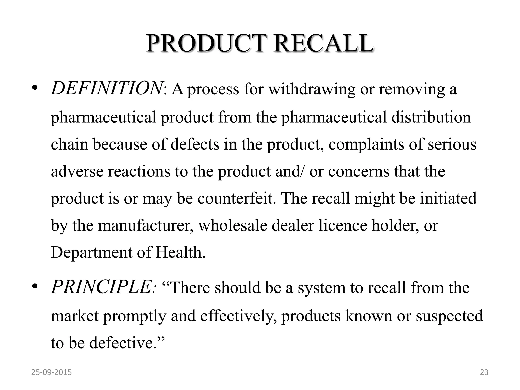 Market complaints and product recall | PPTX