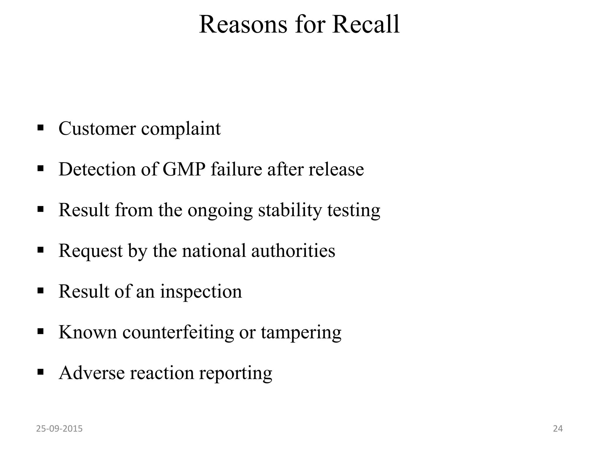 Market complaints and product recall | PPTX