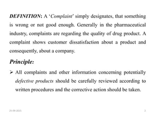 Market complaints and product recall | PPTX