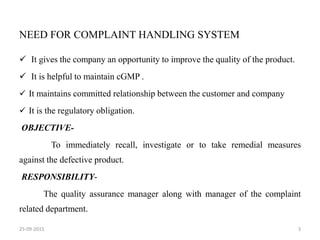Market complaints and product recall | PPTX