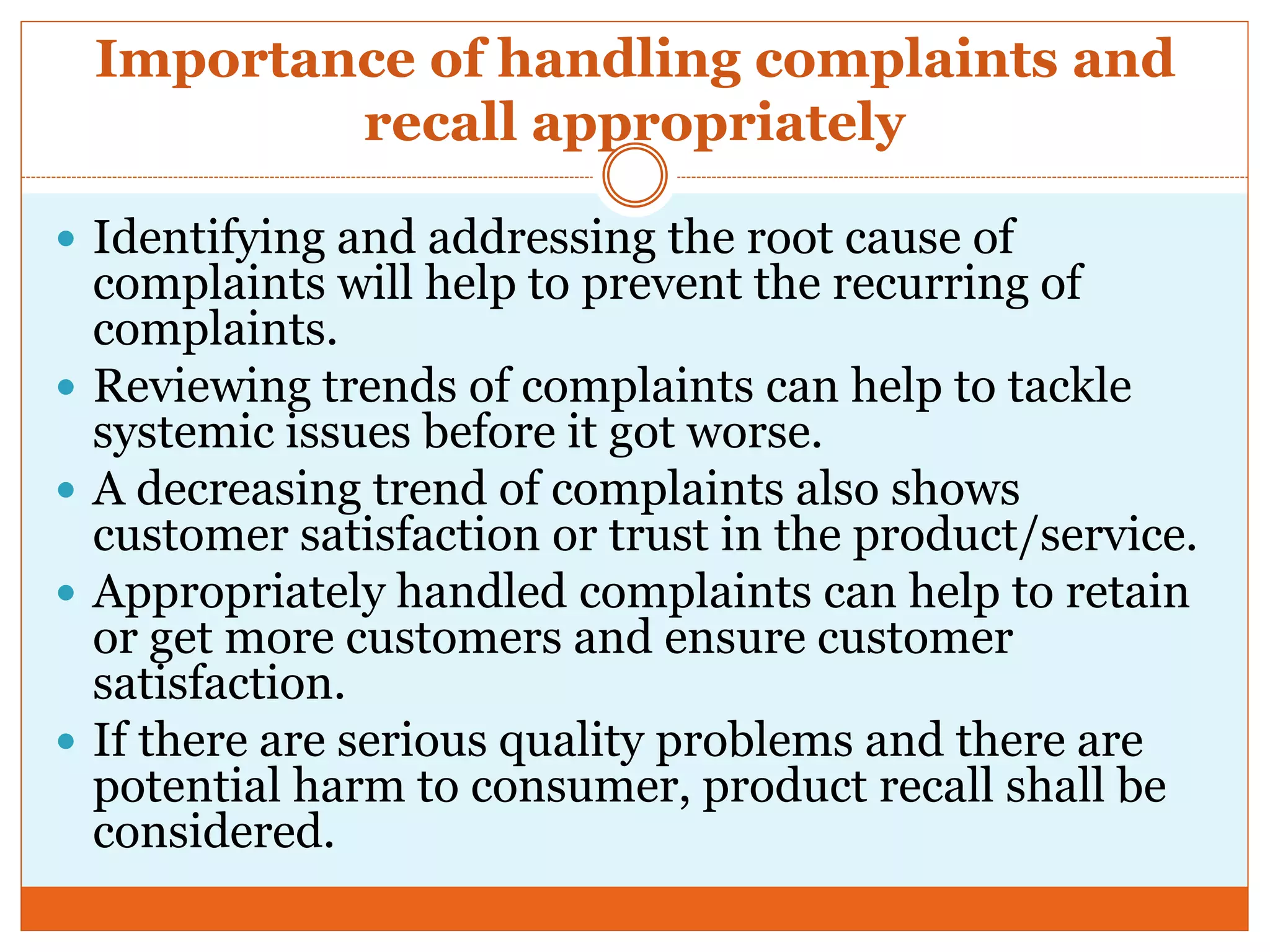 Market complaints & product recall | PPTX