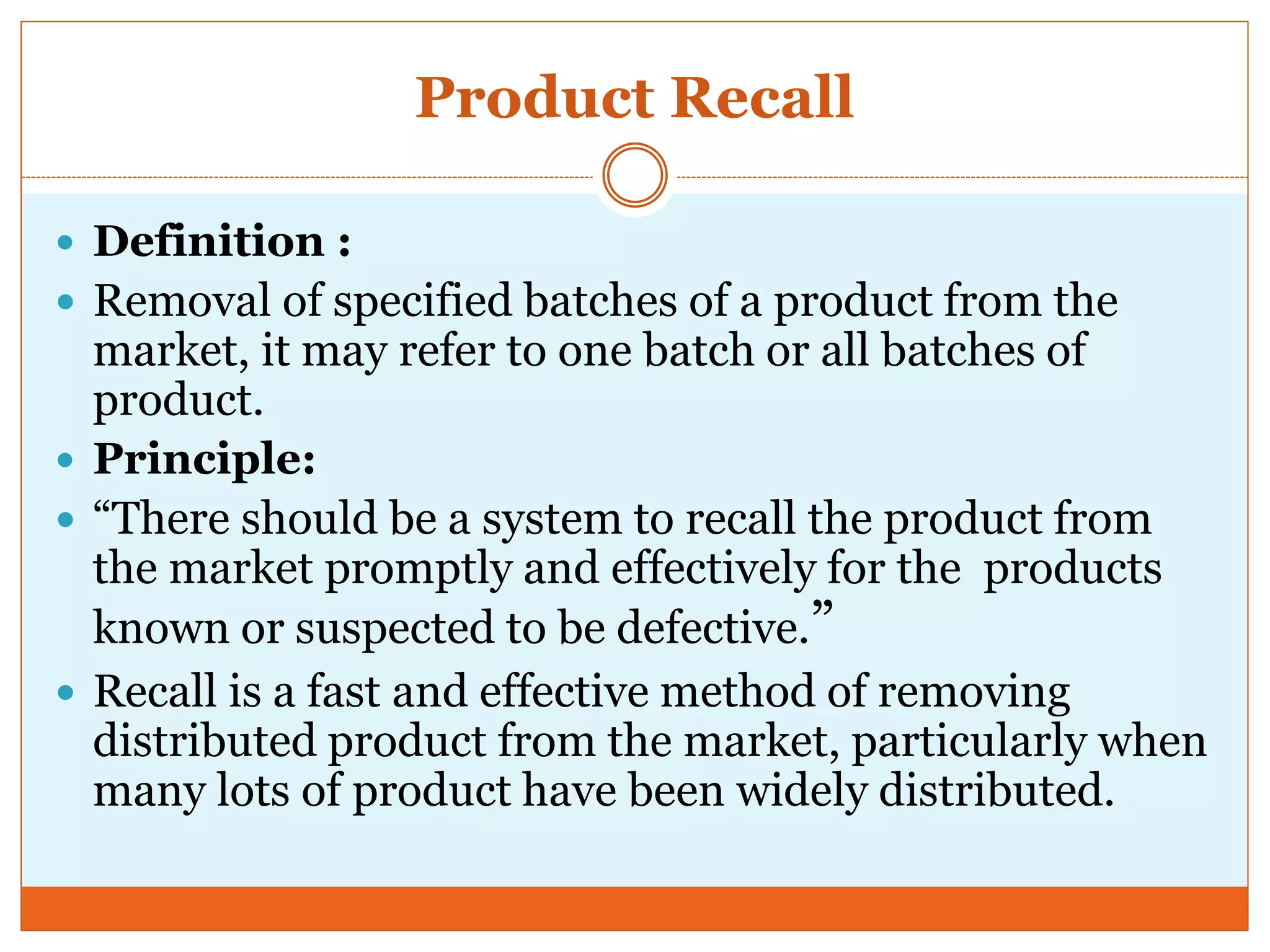 Market complaints & product recall | PPTX